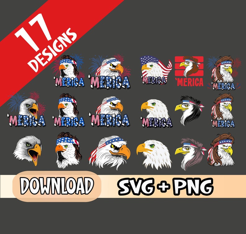 Merica Mullet Eagle SVG , 4th of July SVG Bundle,eagle With American ...