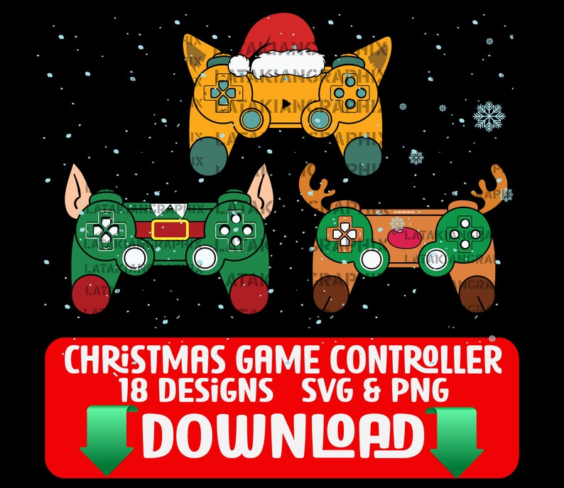 Christmas Game Controller PNG & SVG Bundle, Christmas Joysticks Svg Png ...