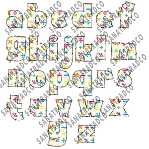 School Doodle Alphabet Bundle, School PNG SVG Letters, Numbers ...