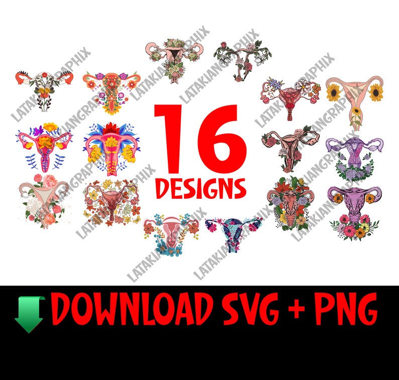 Floral Uterus Png Svg uterus Png Svguterus Svg Bundle high - Etsy