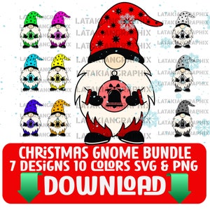 Christmas Gnome Bundle SVG PNG Laser Cut File,christmas Gnome Svg ...