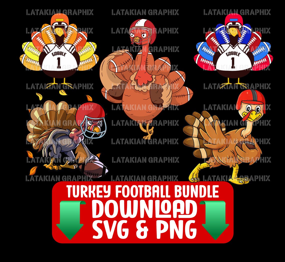 Thanksgiving Football Turkey SVG Bundle Instant Digital - Etsy