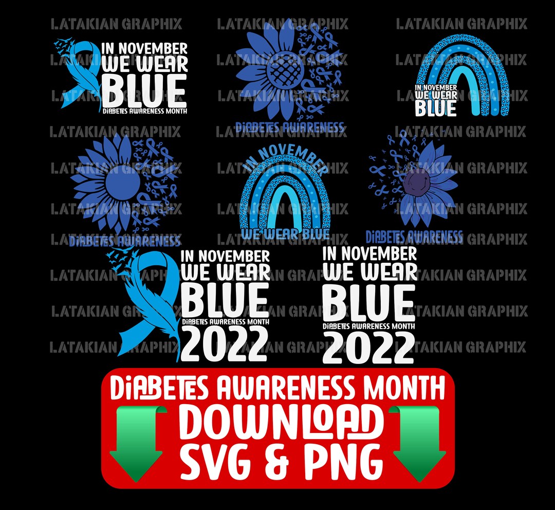 In November We Wear Blue SVG, Diabetes Awareness Svg,blue Ribbon Svg ...