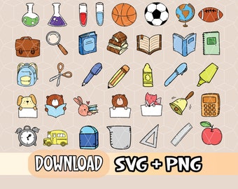 School Clipart Set, School Supplies Clipart Set, PNG Files, Pencils ...