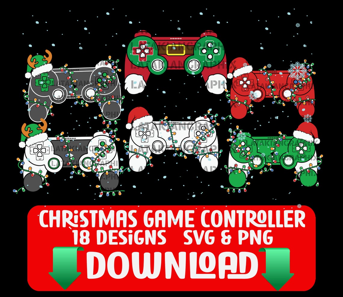 Christmas Game Controller PNG & SVG Bundle, Christmas Joysticks Svg Png ...
