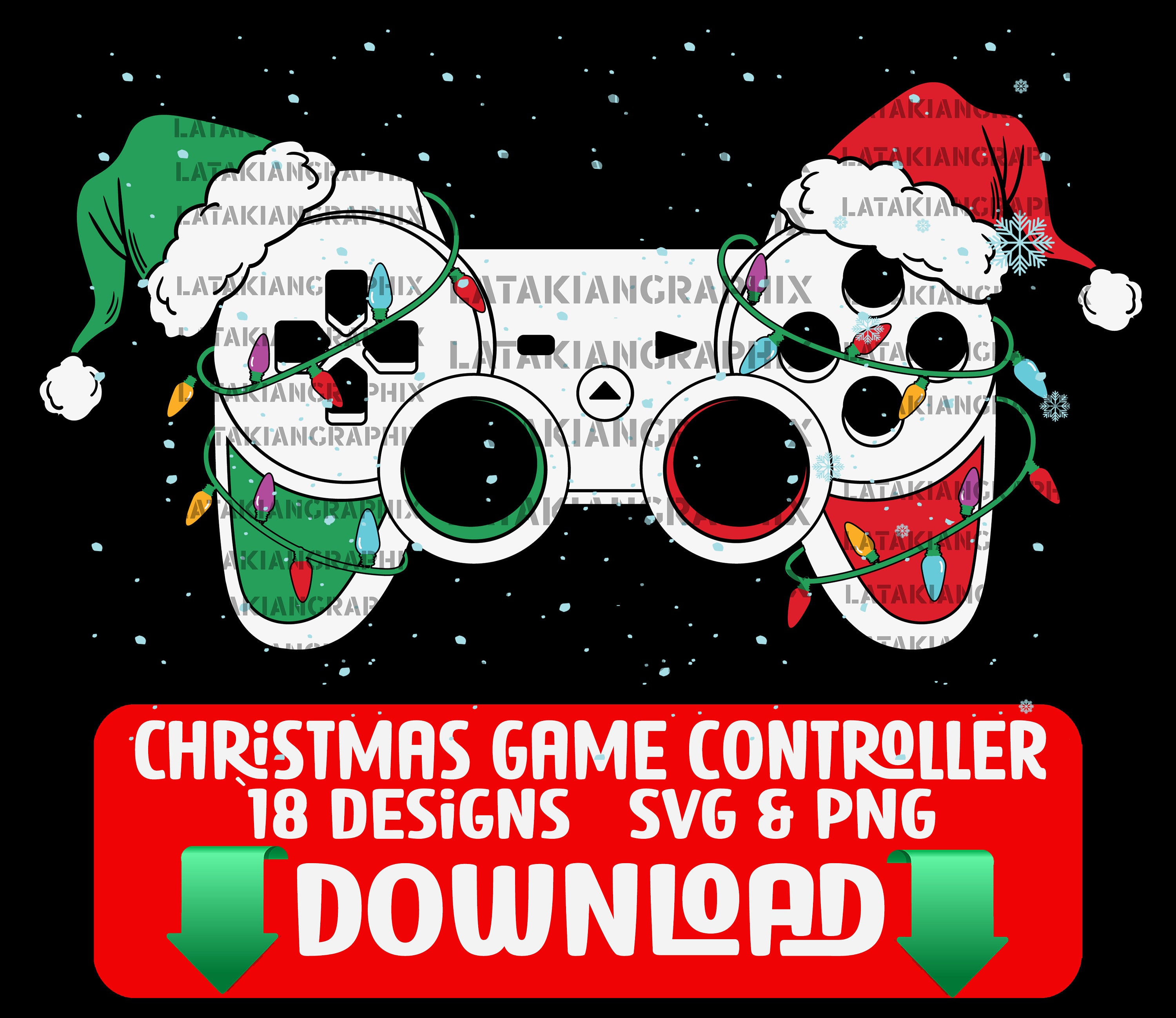 Christmas Game Controller PNG & SVG Bundle, Christmas Joysticks Svg Png ...