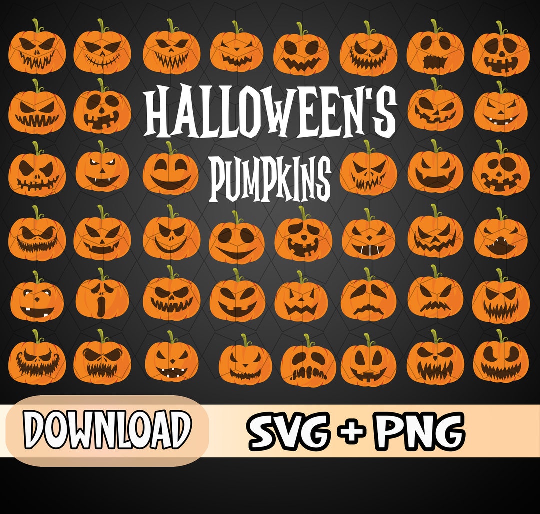 Pumpkin Face Svg, Jack O Lantern Faces, Halloween Pumpkins Faces ...