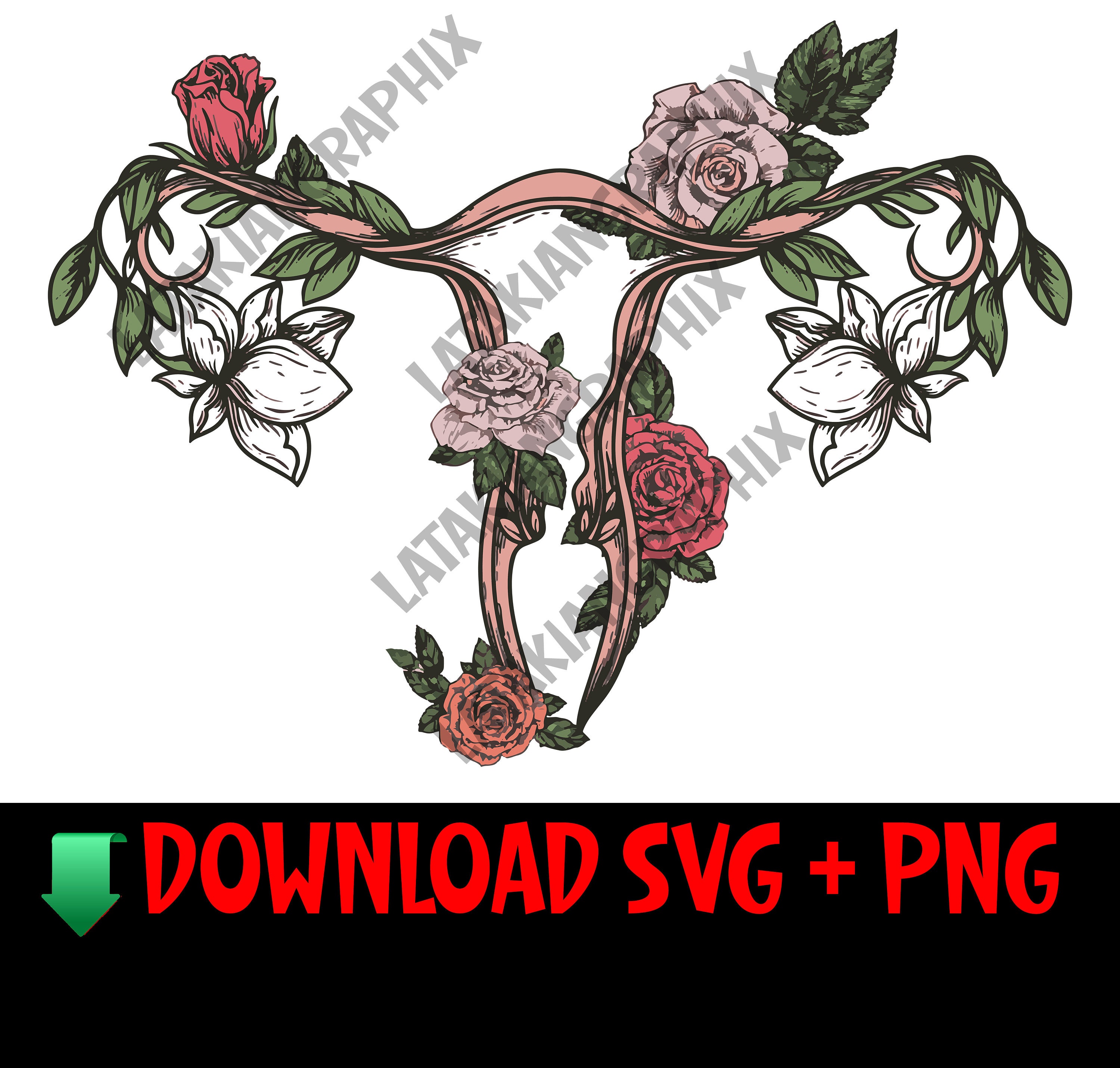 Floral Uterus Png Svg uterus Png Svguterus Svg Bundle high - Etsy