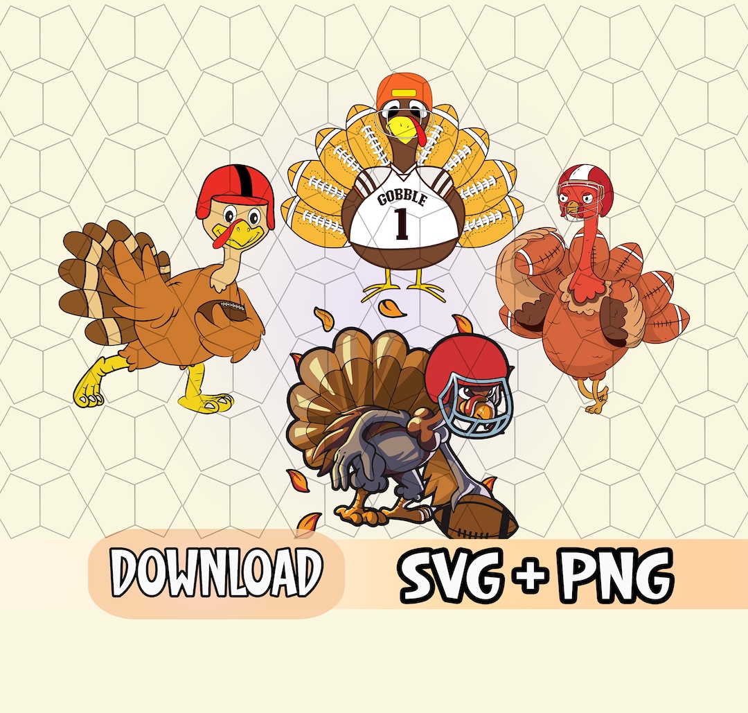 Paquete de imágenes PNG y SVG de pavos de fútbol americano para el Día ...