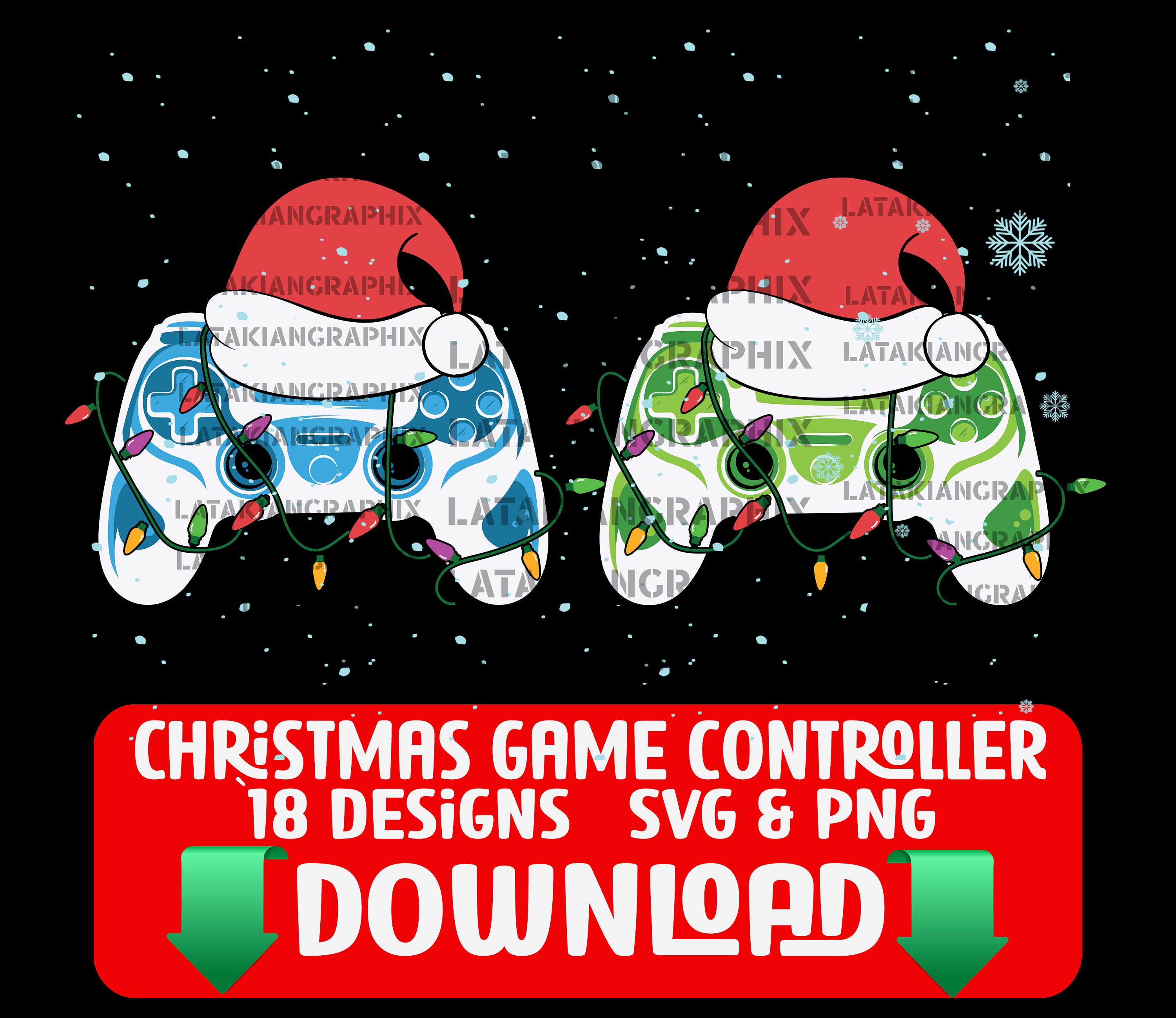 Christmas Game Controller PNG & SVG Bundle, Christmas Joysticks Svg Png ...
