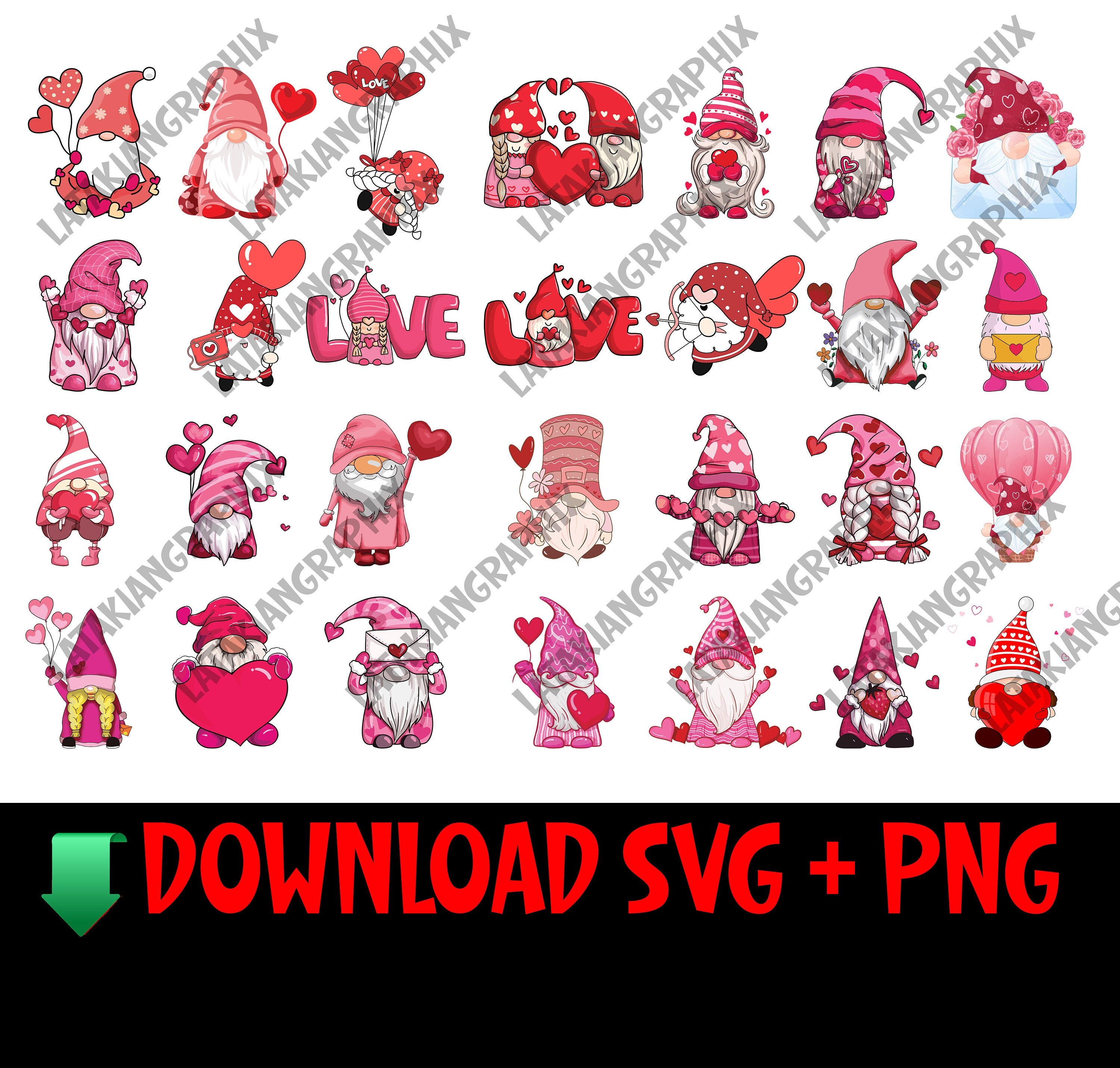 Valentine Gnomes Layered SVG Bundle, Layered Gnomes Svg, Valentine's ...