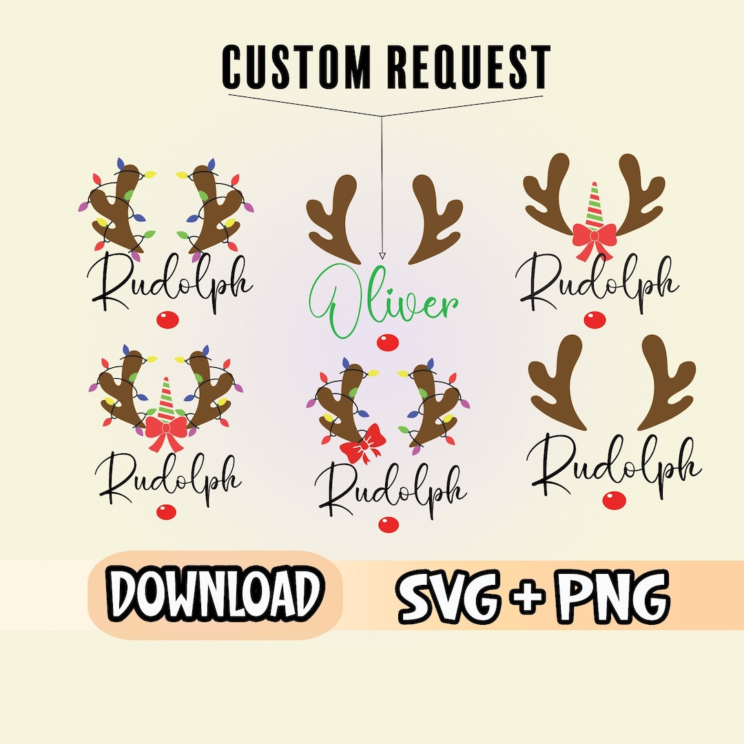 Reindeer Antlers SVG, Christmas Frame, Rudolph Cut File (digital ...