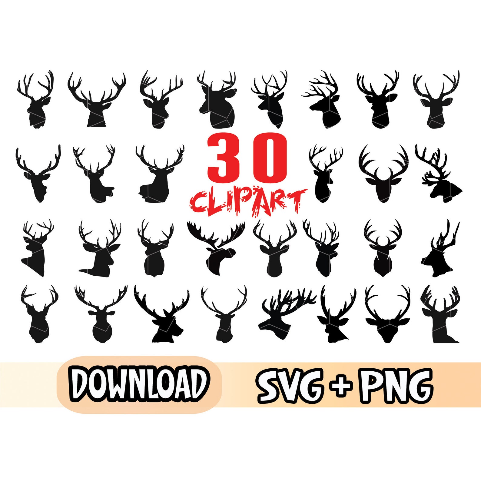 30 Deer SVG Deer Head Cricut Deer Face Svg Bundle Deer Head - Etsy