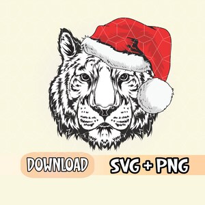 Christmas Tiger Svg Png, Tiger Santa's Hat Svg Tiger Mascot Svg, Tiger ...