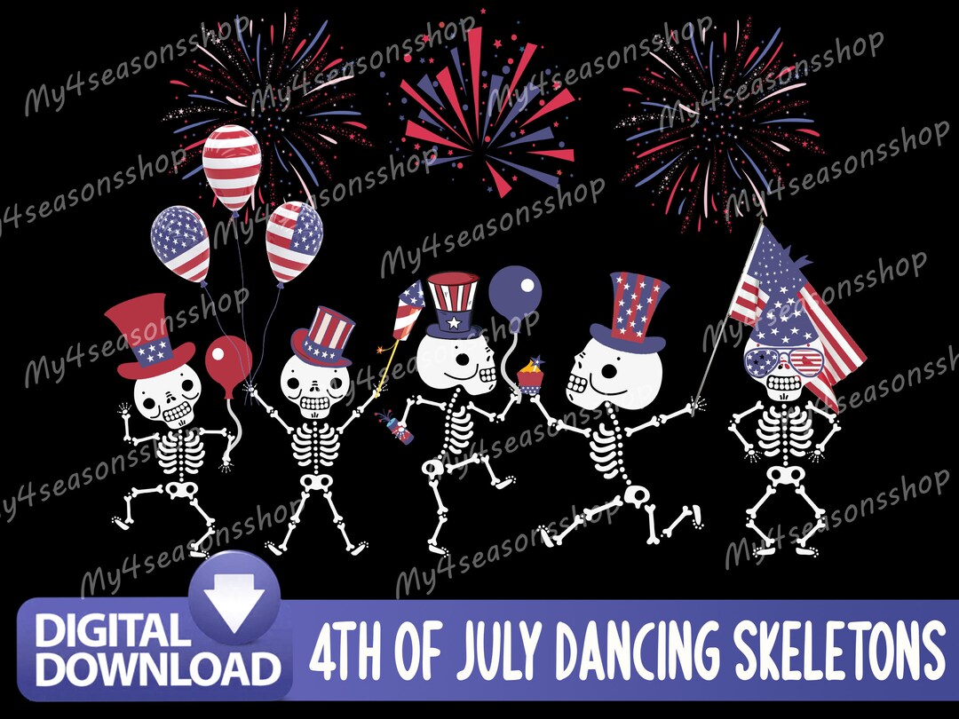 4th of July Skeletons PNG, Holiday, Skellies , Dancing, Babys Skeletons ...