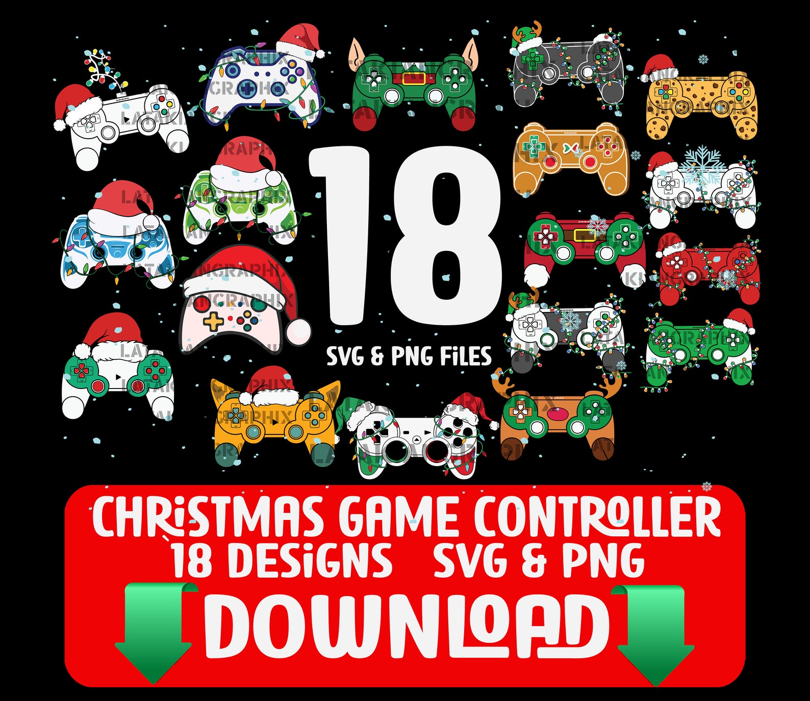 Christmas Game Controller PNG & SVG Bundle, Christmas Joysticks Svg Png ...