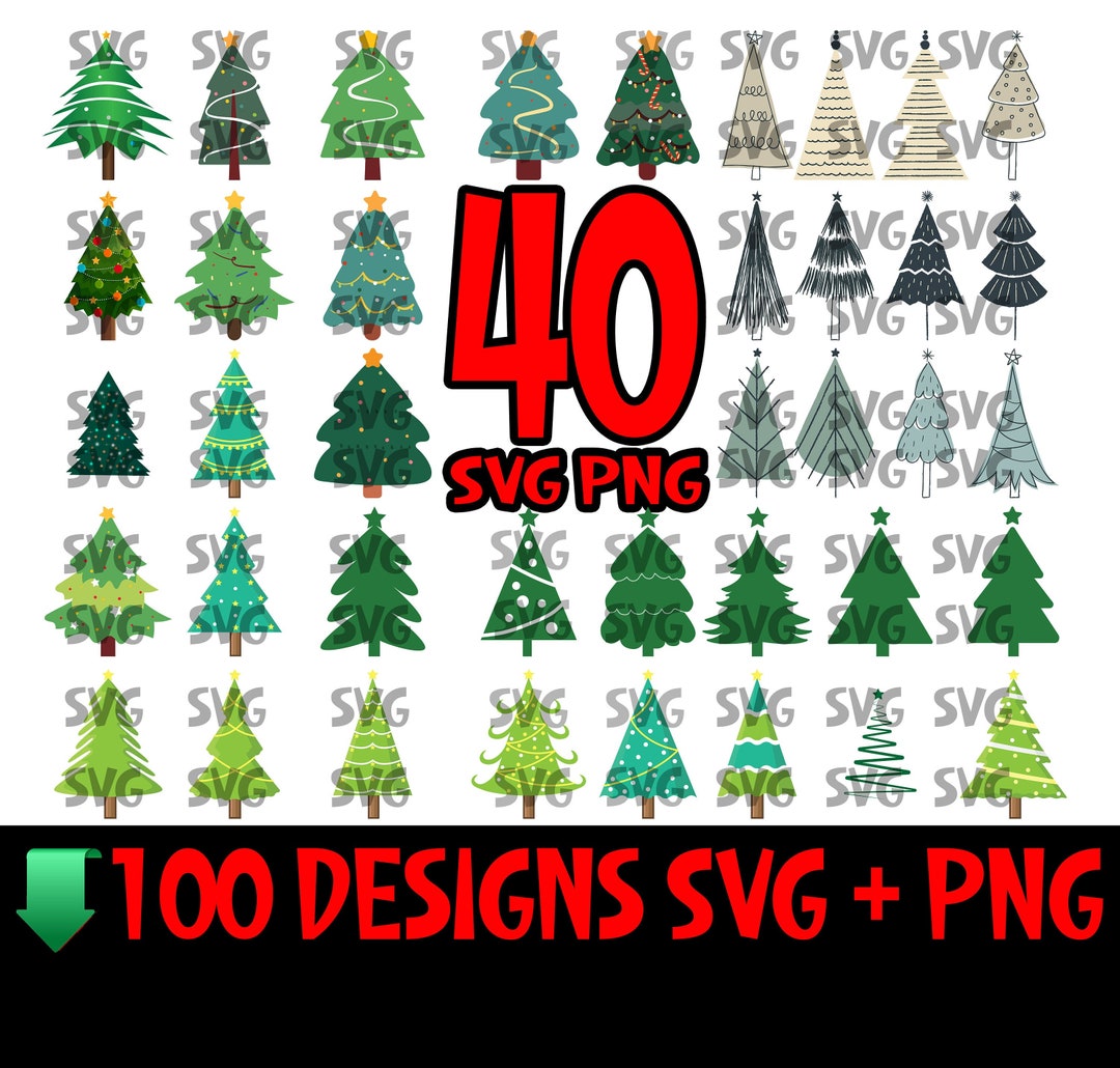 Christmas Tree SVG PNG Bundle, Pine Tree Svg, Christmas Svg, Pine Hand ...