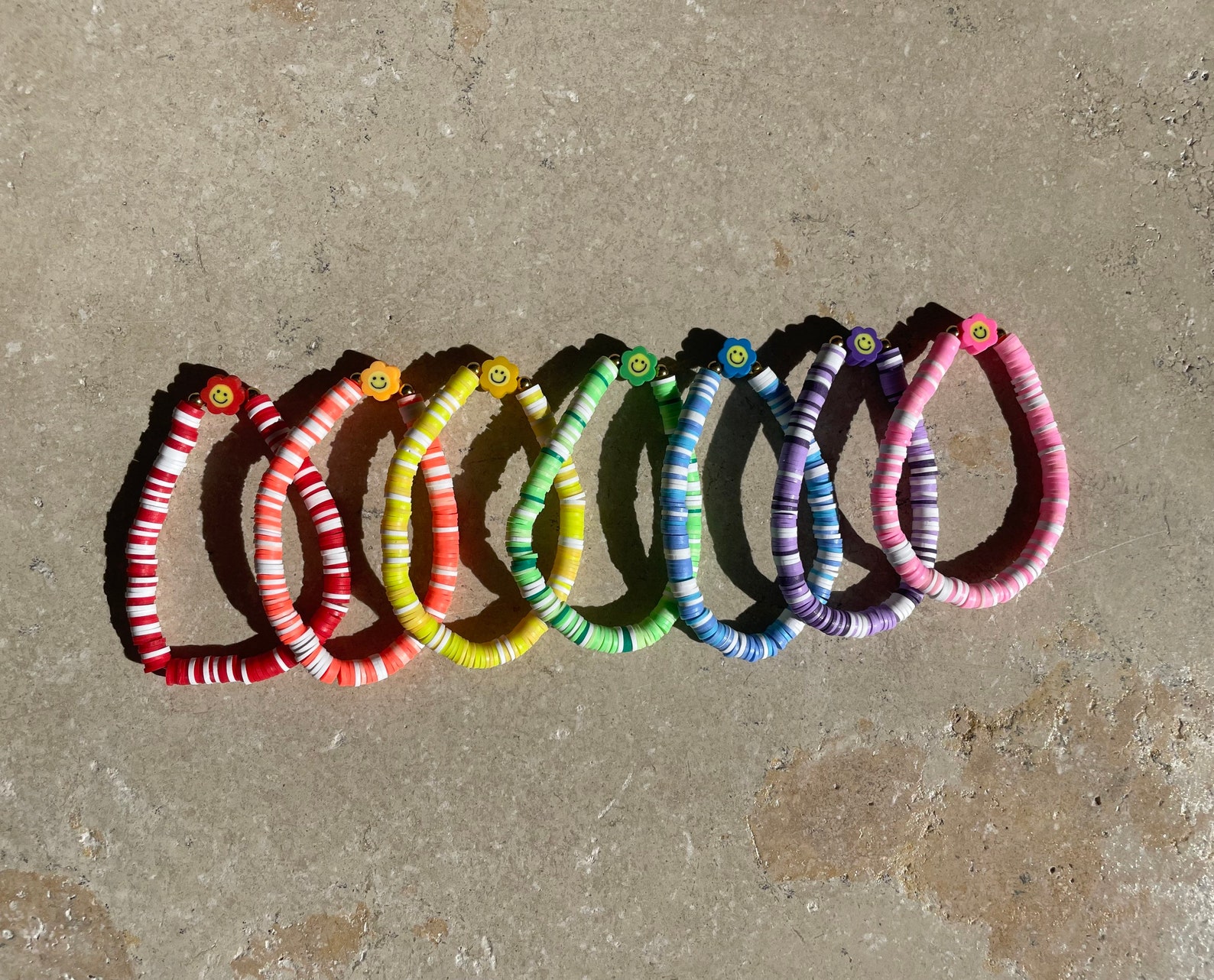 YOU PICK Preppy Smiley Face Clay Bracelets Heishi. - Etsy