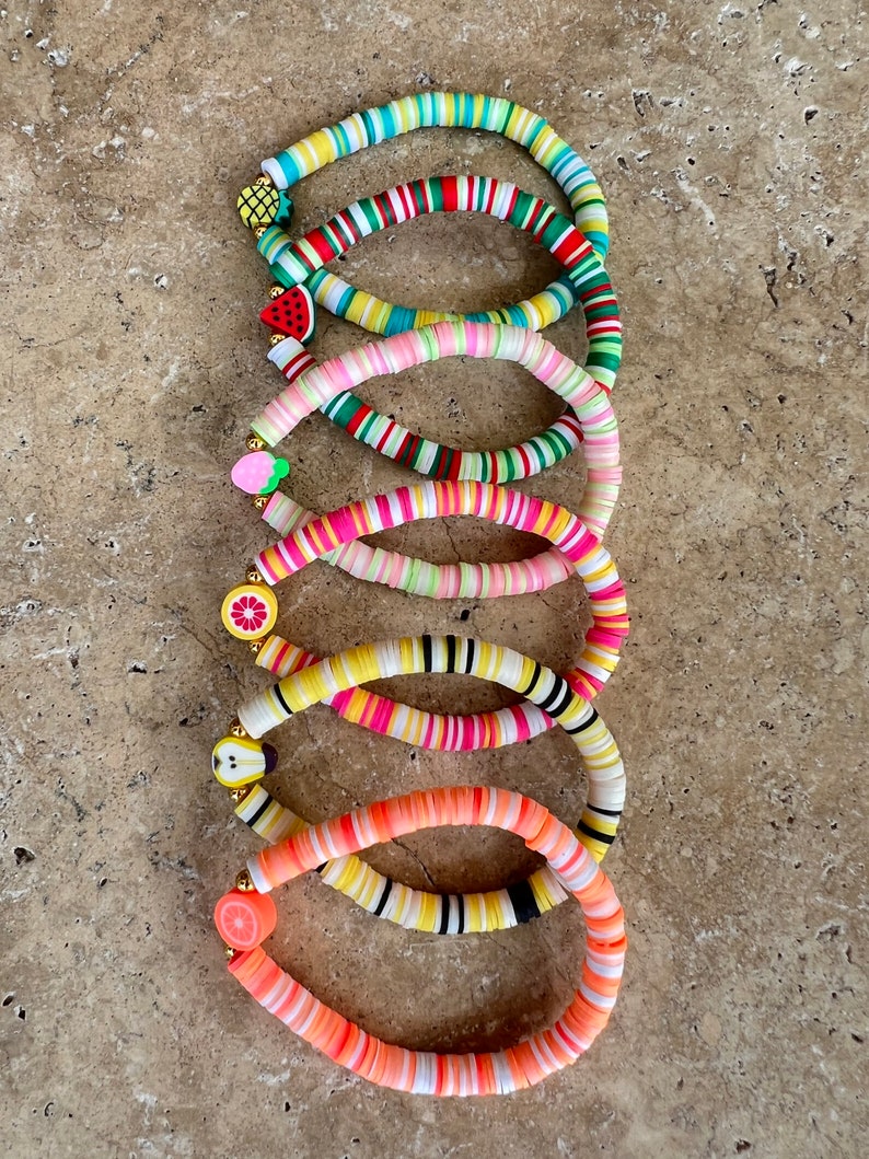 YOU PICK Preppy Fruit Theme Clay Bracelets Heishi - Etsy UK
