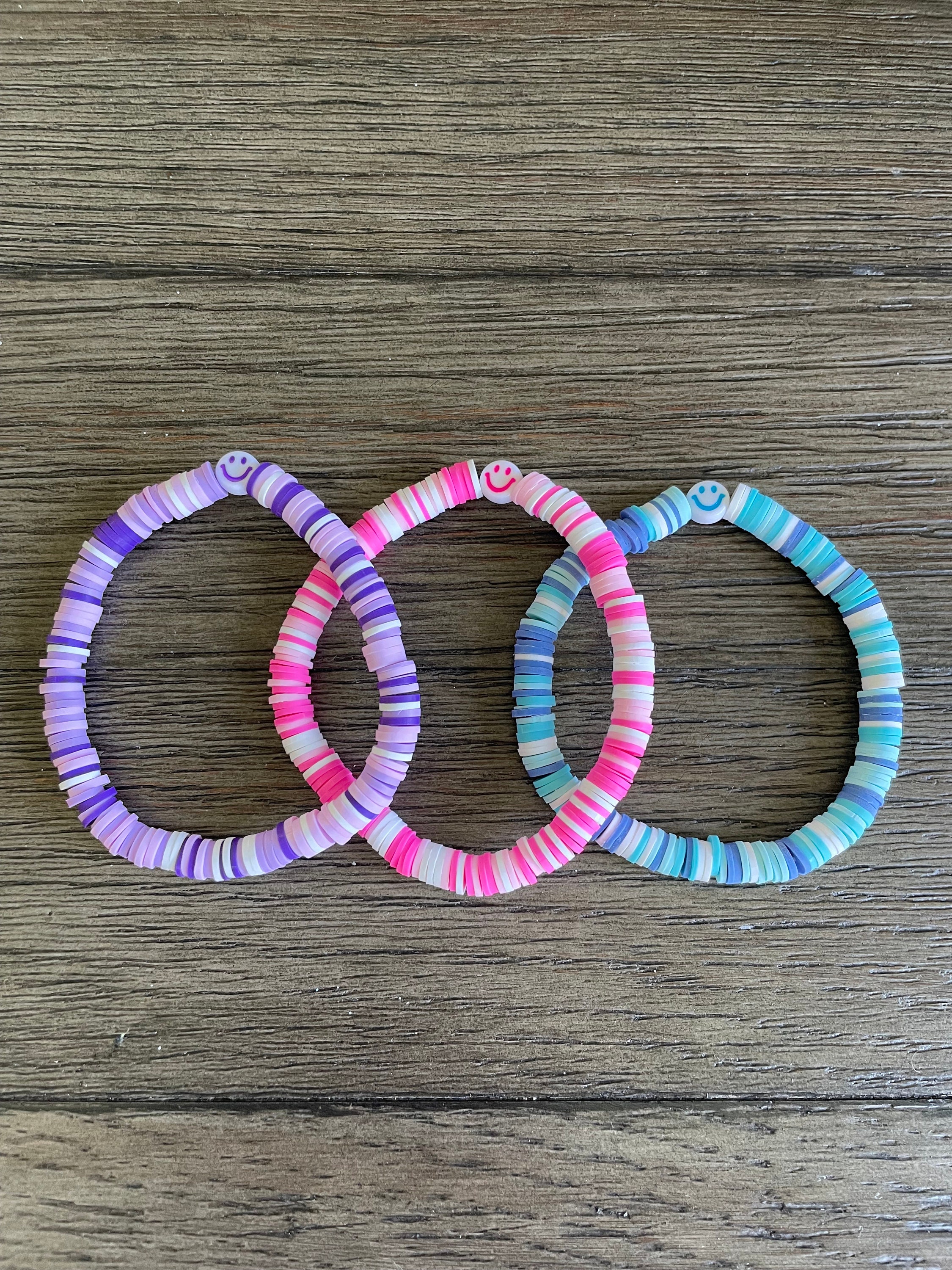Pink, Blue, and Purple PREPPY Bracelets Clay - Etsy