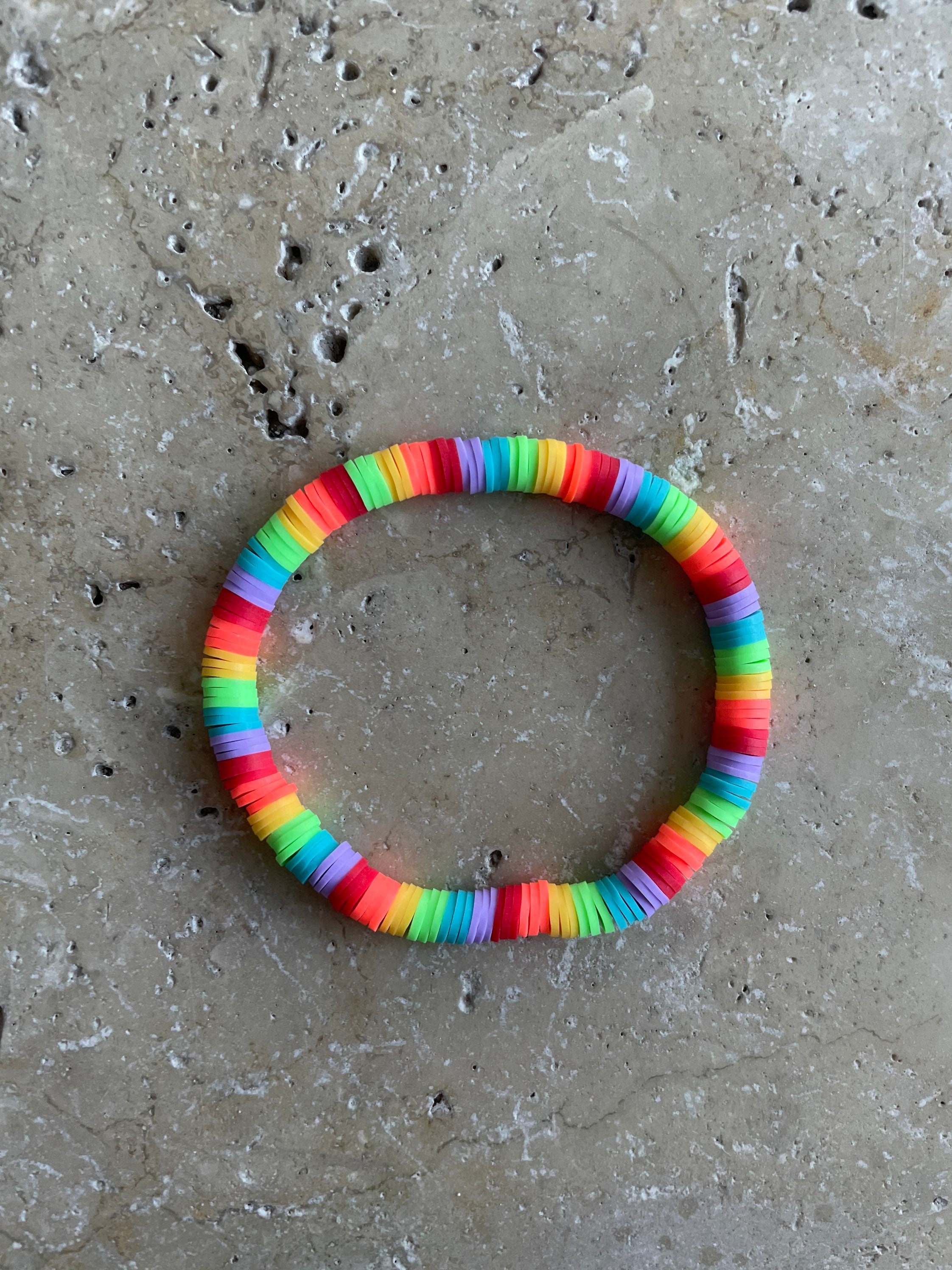 LGBTQ Rainbow Pride Bracelets - Set of 2 Clay Beads - Bright Colored ...