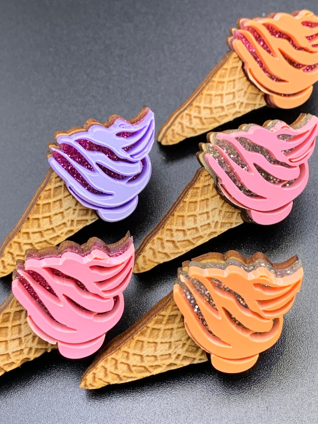 Acrylic Ice Cream Brooch - Ice Cream Pin Badge - Acrylic Jewellery ...