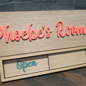 Personalised Bedroom Door Sign - Sliding Door Sign - Name Plaque - Wood ...