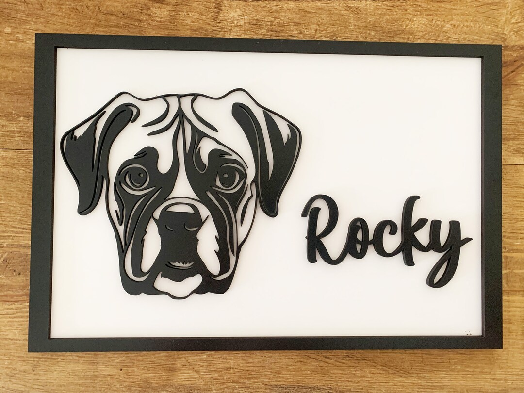 Personalised Boxer Dog Wood Wall Art - Boxer Dog Plaque - Boxer Dog ...