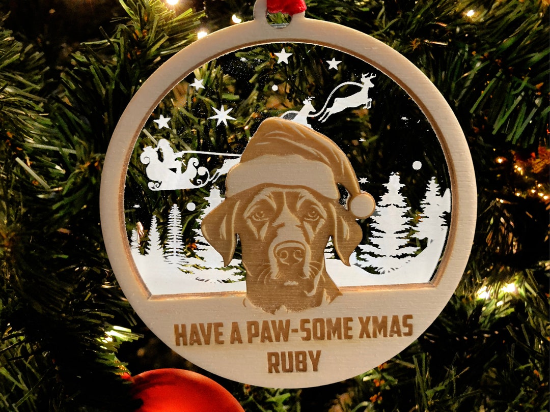 Personalised Labrador Christmas Ornament: Engraved Wood & Acrylic Dog ...