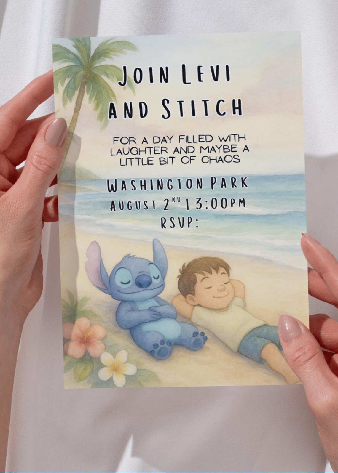 Levi and Stitch Birthday Invitation | Tropical Hawaiian Boys Party ...