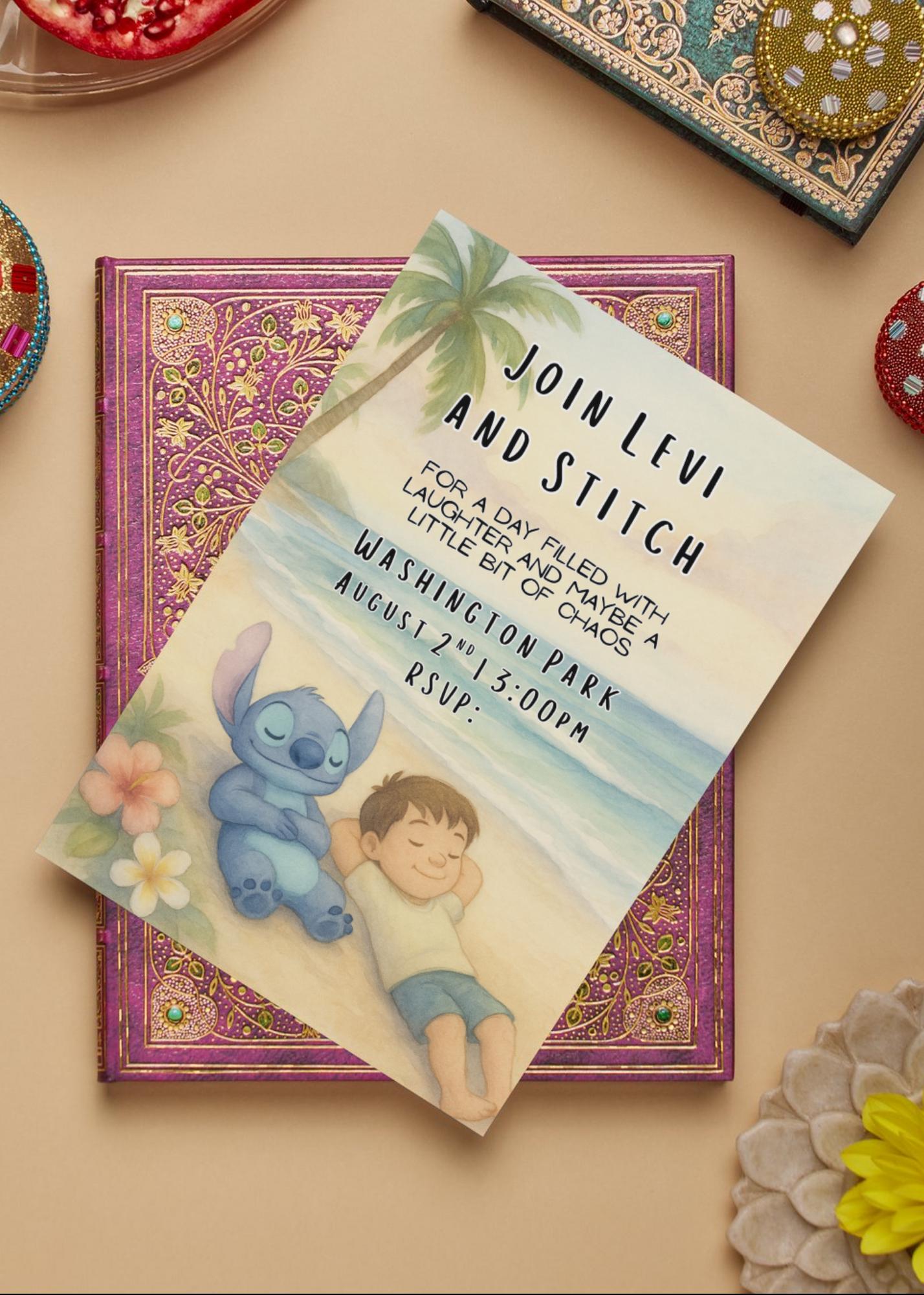 Levi and Stitch Birthday Invitation | Tropical Hawaiian Boys Party ...