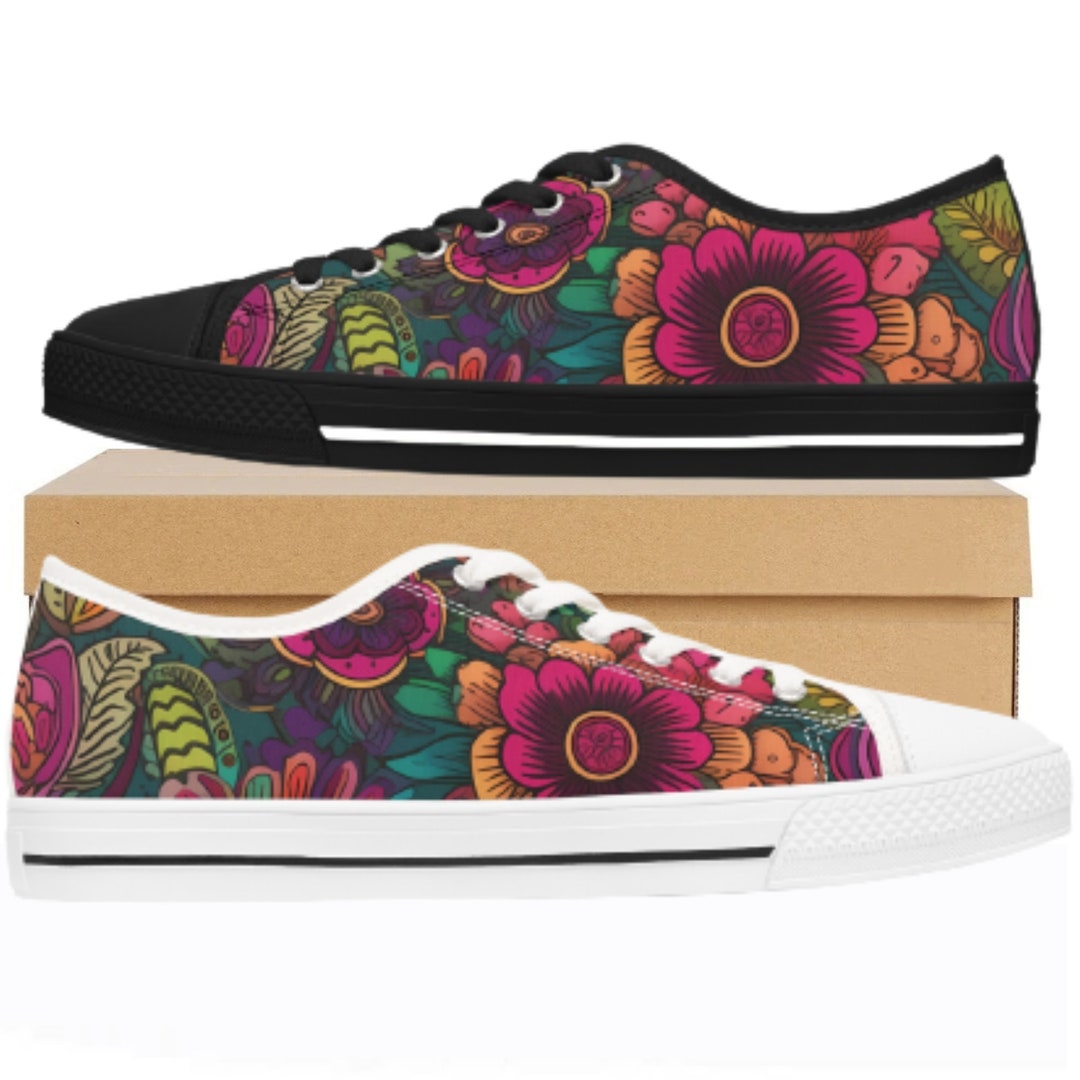 Flower Sneakers, Watercolor Flowers Sneakers, Wedding Women Slippers ...