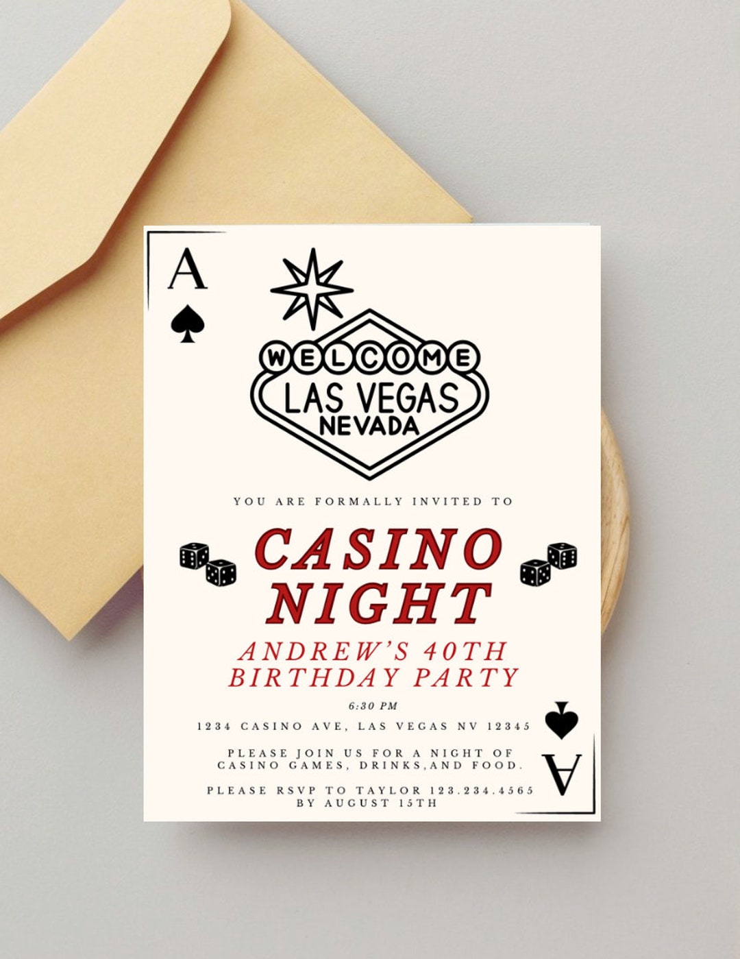 Casino Night Invitation - Etsy