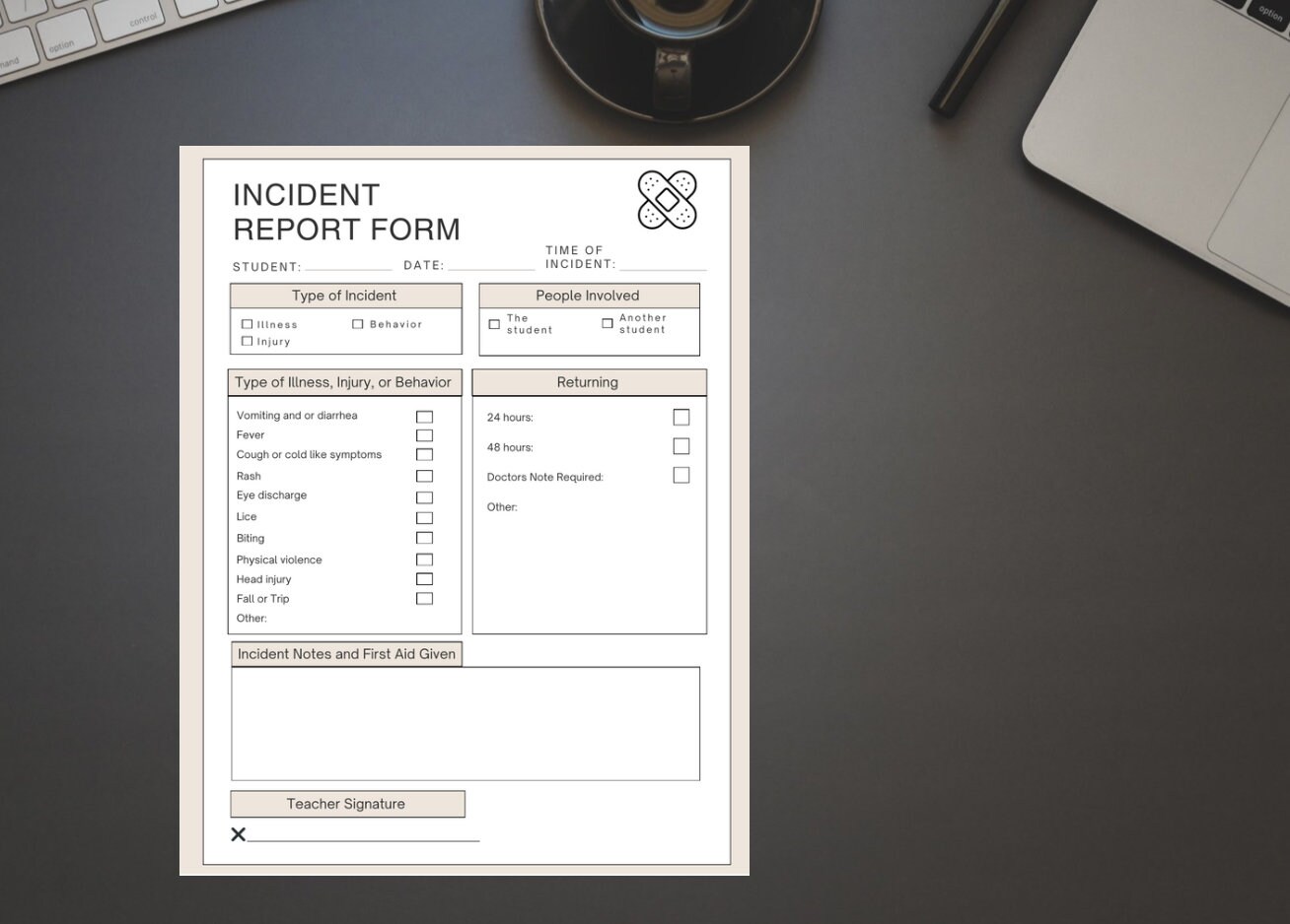 Daycare Incident Report Sheet, Preschool Incident Report, Parent Note ...