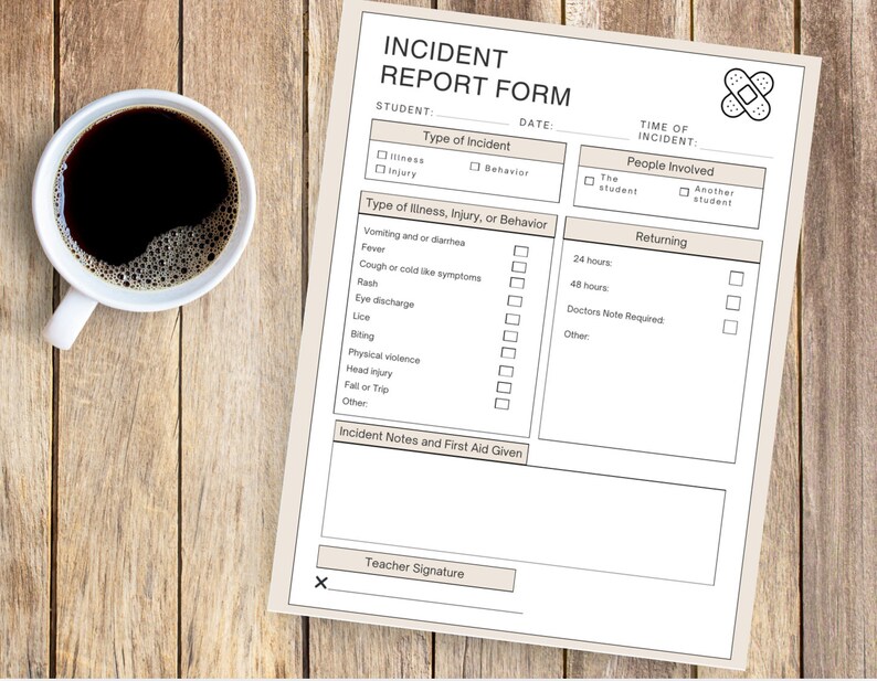 Daycare Incident Report Sheet, Preschool Incident Report, Parent Note ...