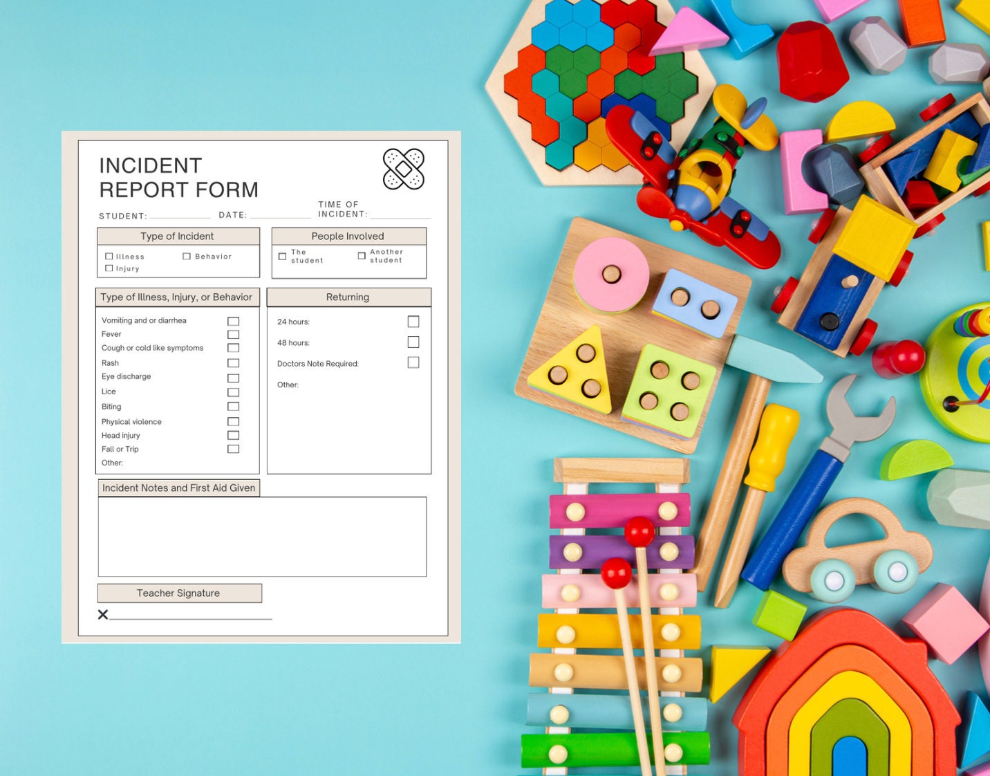 Daycare Incident Report Sheet, Preschool Incident Report, Parent Note ...