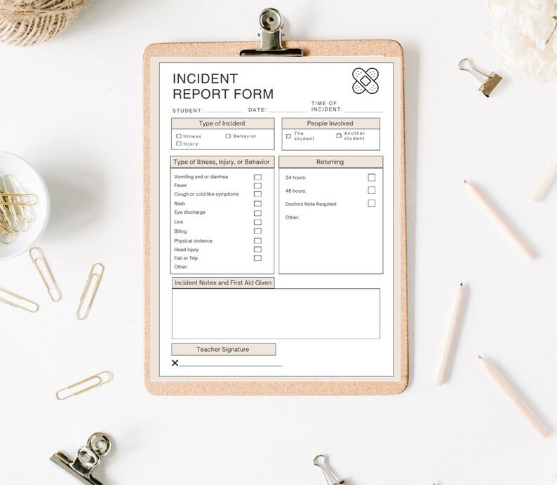 Daycare Incident Report Sheet, Preschool Incident Report, Parent Note ...