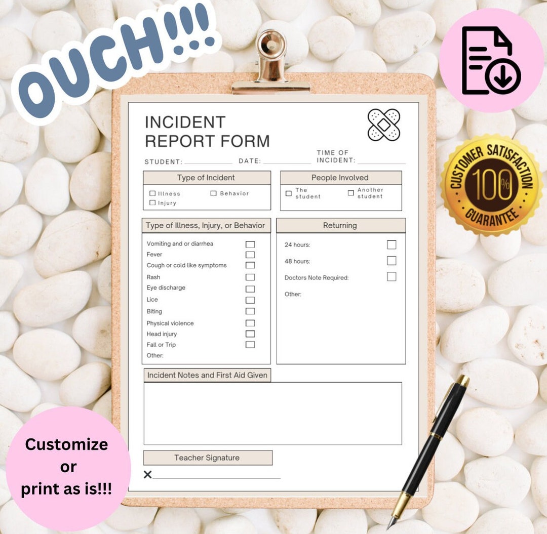 Daycare Incident Report Sheet, Preschool Incident Report, Parent Note ...