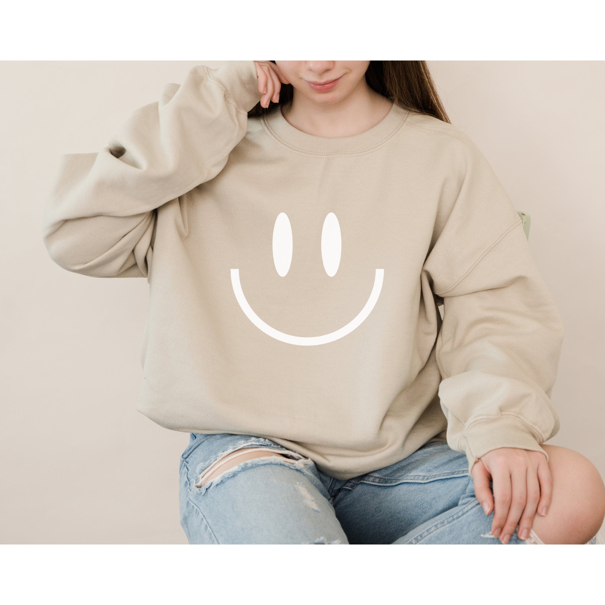Vintage Happy Face Sweatshirt Retro Smiley Face Crewneck - Etsy