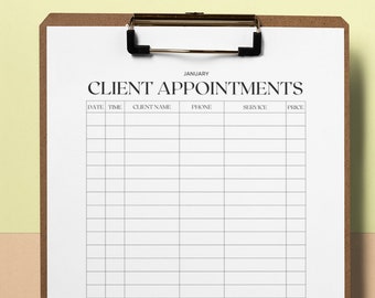 Monthly Client Tracker Printable - Etsy