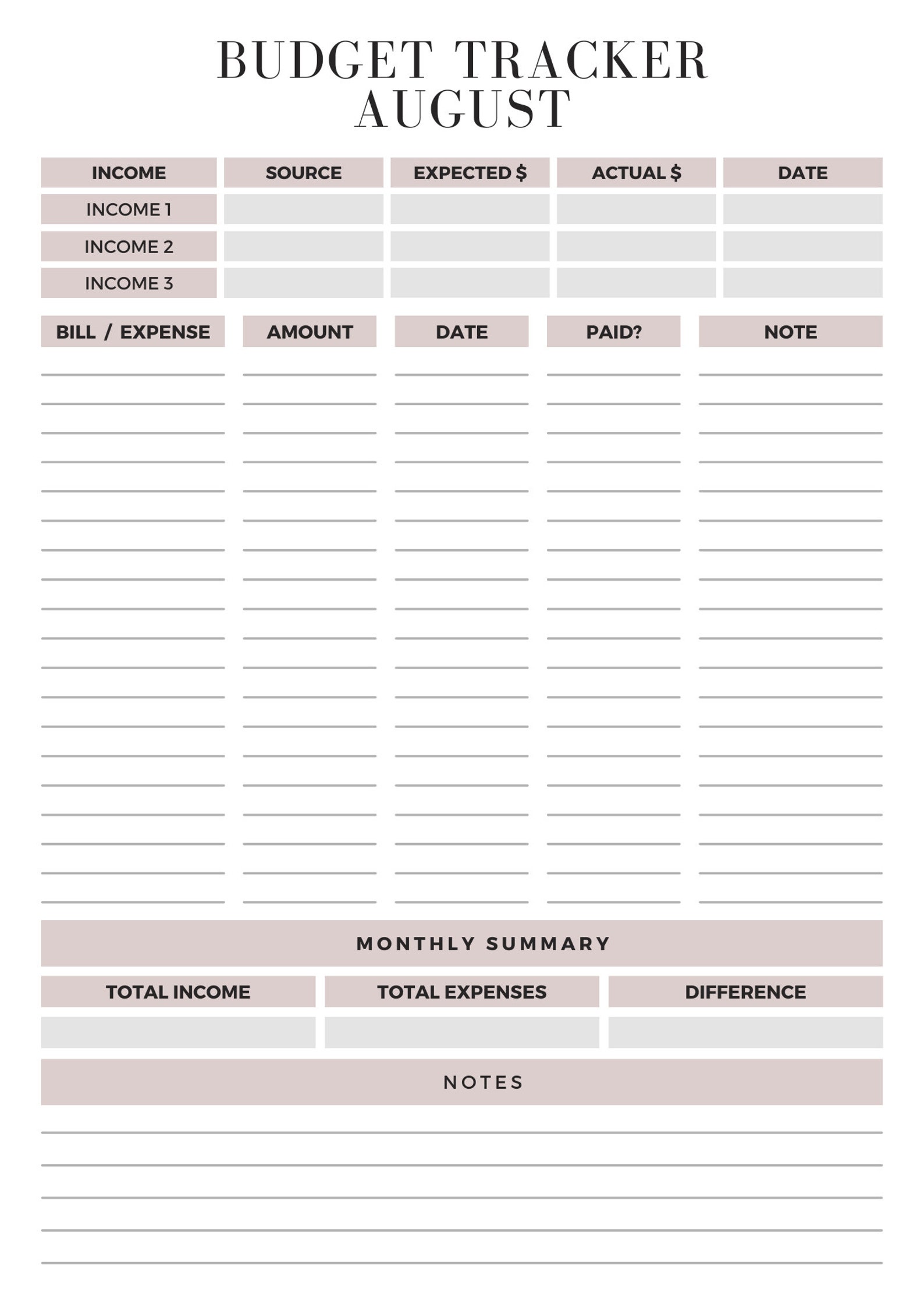 12 Months Monthly Budget Tracker Printable Goodnotes Journal Printable ...