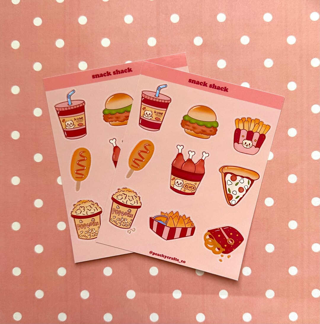 Snack Shack Sticker Sheet Snack Sticker Sheet Cat Sticker Sheet Fast ...