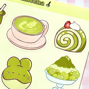 Matcha Sticker Sheet Matcha Food Drink Stickers Kawaii Stickers Cute ...