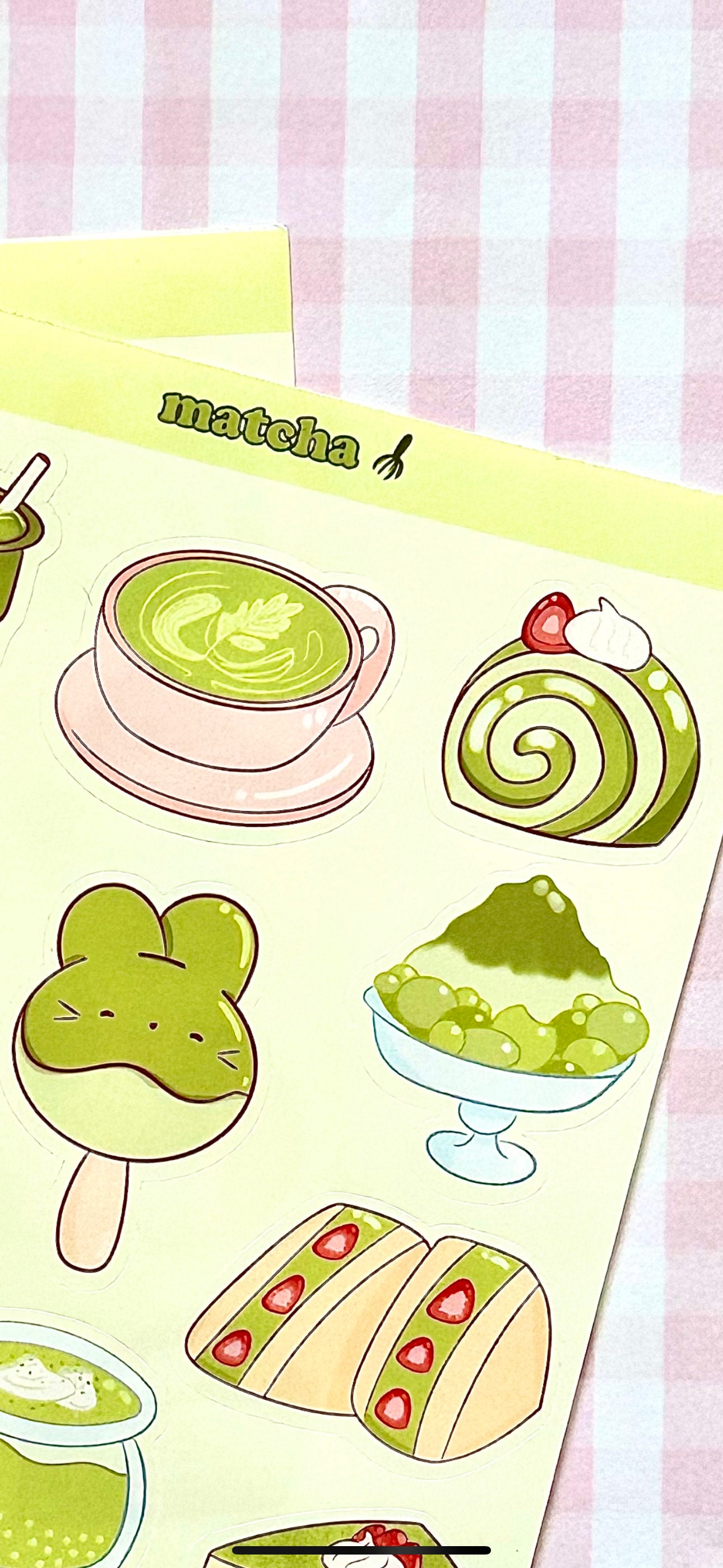 Matcha Sticker Sheet Matcha Food Drink Stickers Kawaii Stickers Cute ...