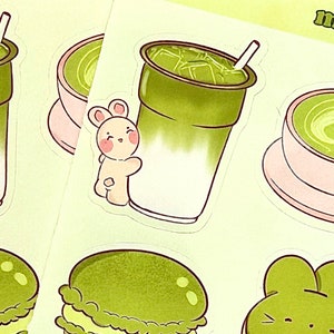 Matcha Sticker Sheet Matcha Food Drink Stickers Kawaii Stickers Cute ...
