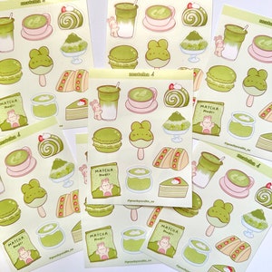 Matcha Sticker Sheet Matcha Food Drink Stickers Kawaii Stickers Cute ...