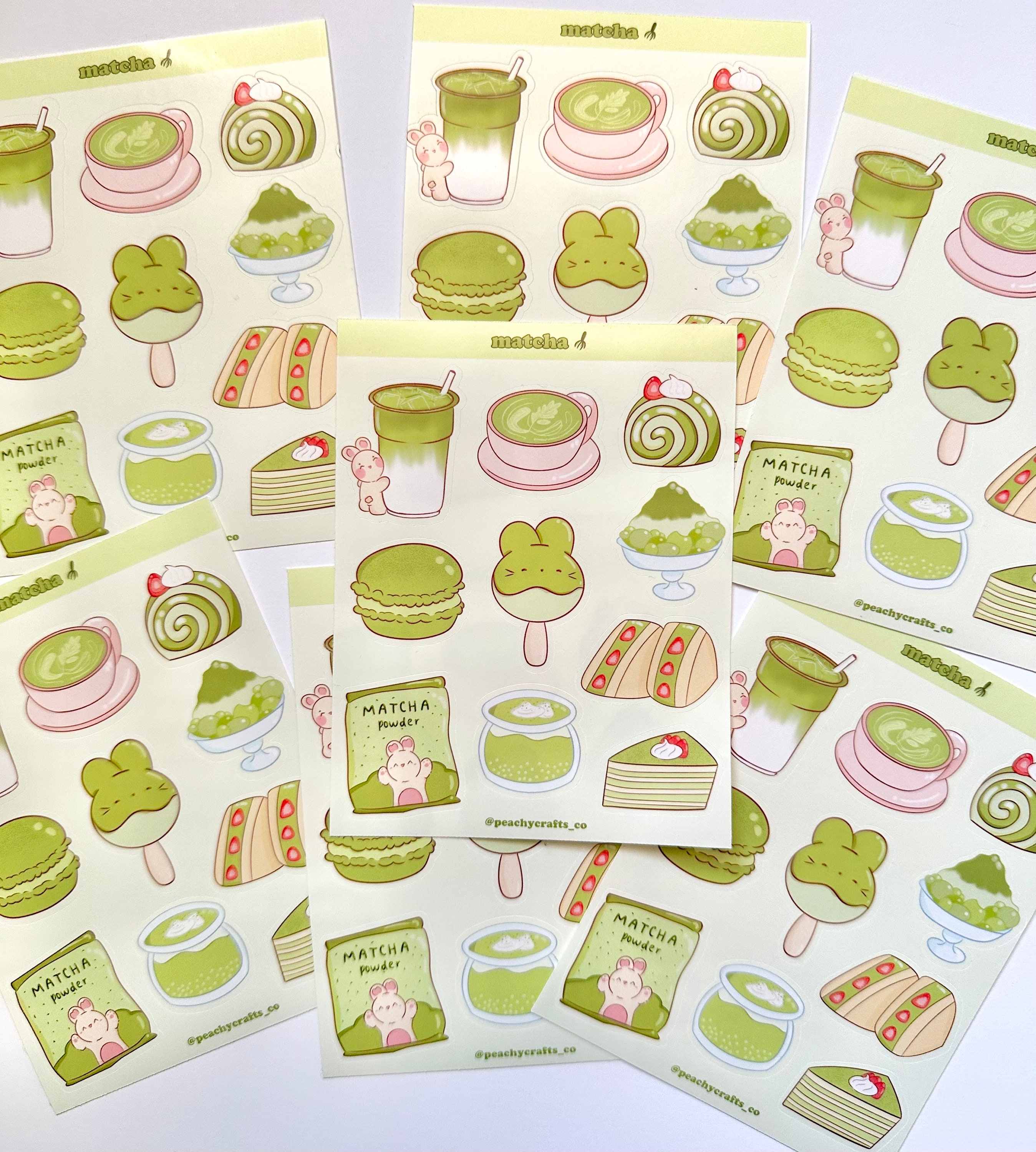 Matcha Sticker Sheet Matcha Food Drink Stickers Kawaii Stickers Cute ...