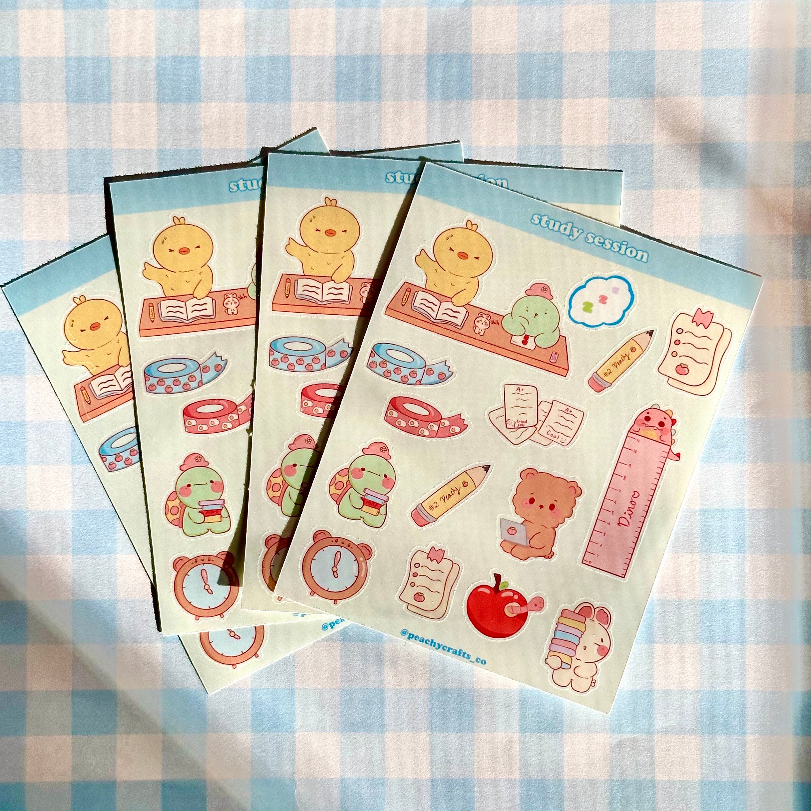 Study Session Sticker Sheet School Stickers Kawaii Stickers Cute ...