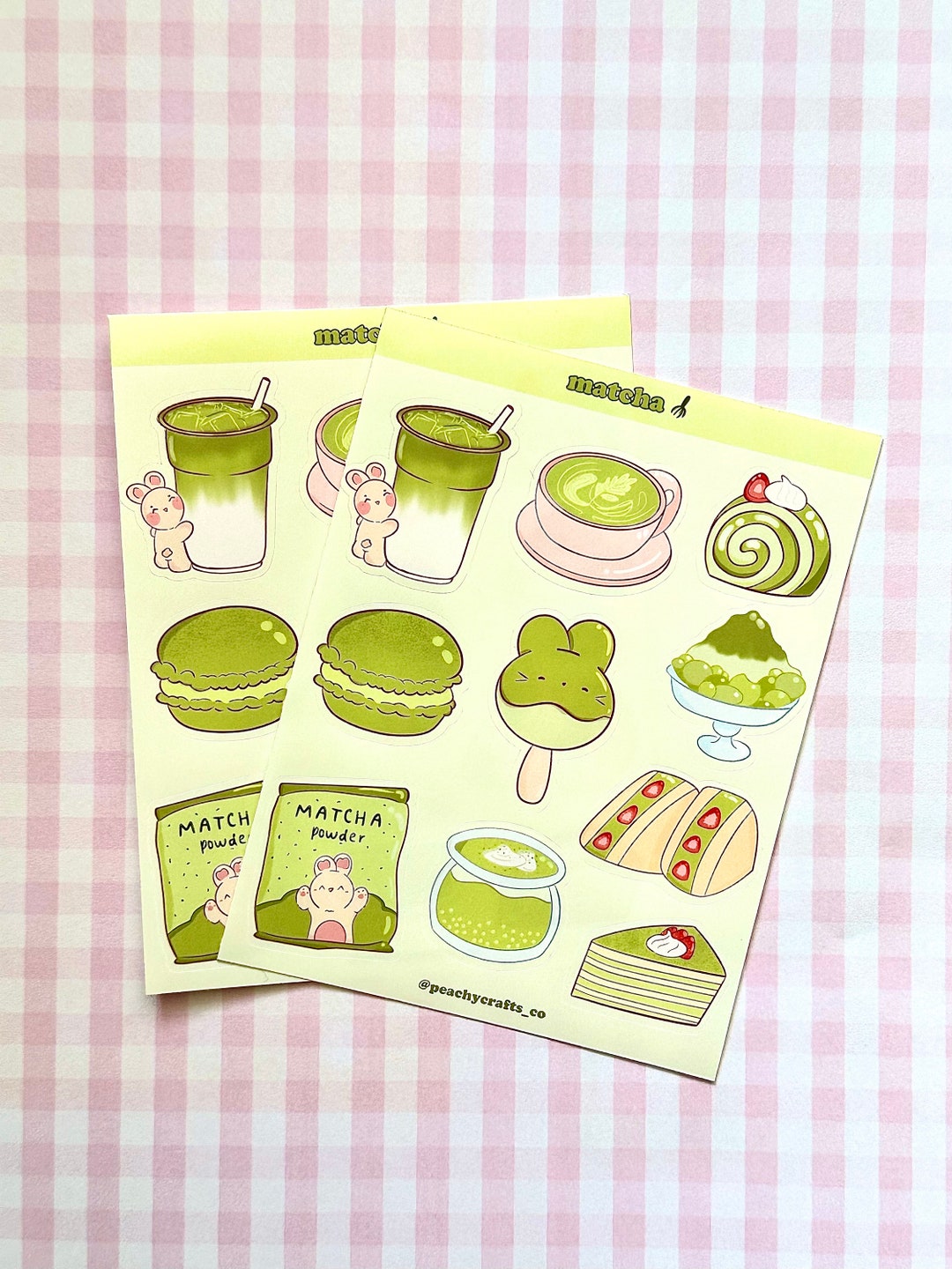 Matcha Sticker Sheet Matcha Food Drink Stickers Kawaii Stickers Cute ...