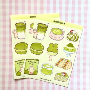 Matcha Sticker Sheet Matcha Food Drink Stickers Kawaii Stickers Cute ...